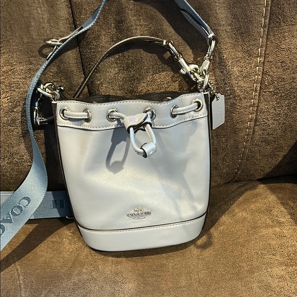 Coach | Bags | Coach Mini Bucket With Handle And Blue Leather With ...